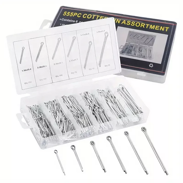 Value Pack Heavy Duty 555pcs Cotter Pin Assortment Kit Grab Split Fix ...
