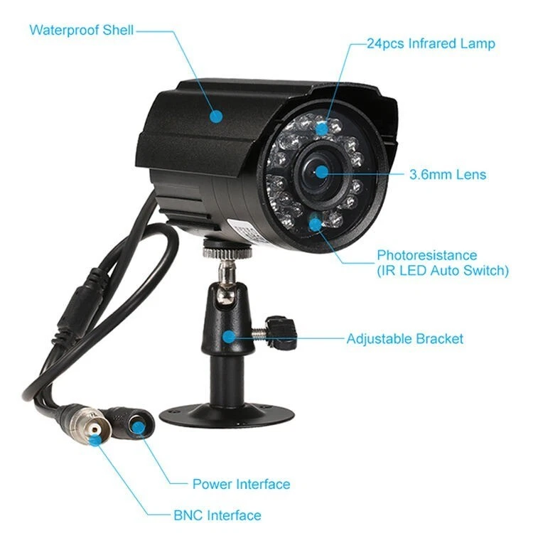 1pc 1080P AHD CCTV Security Camera 2MP 3.6mm Lens Waterproof IR Night ...