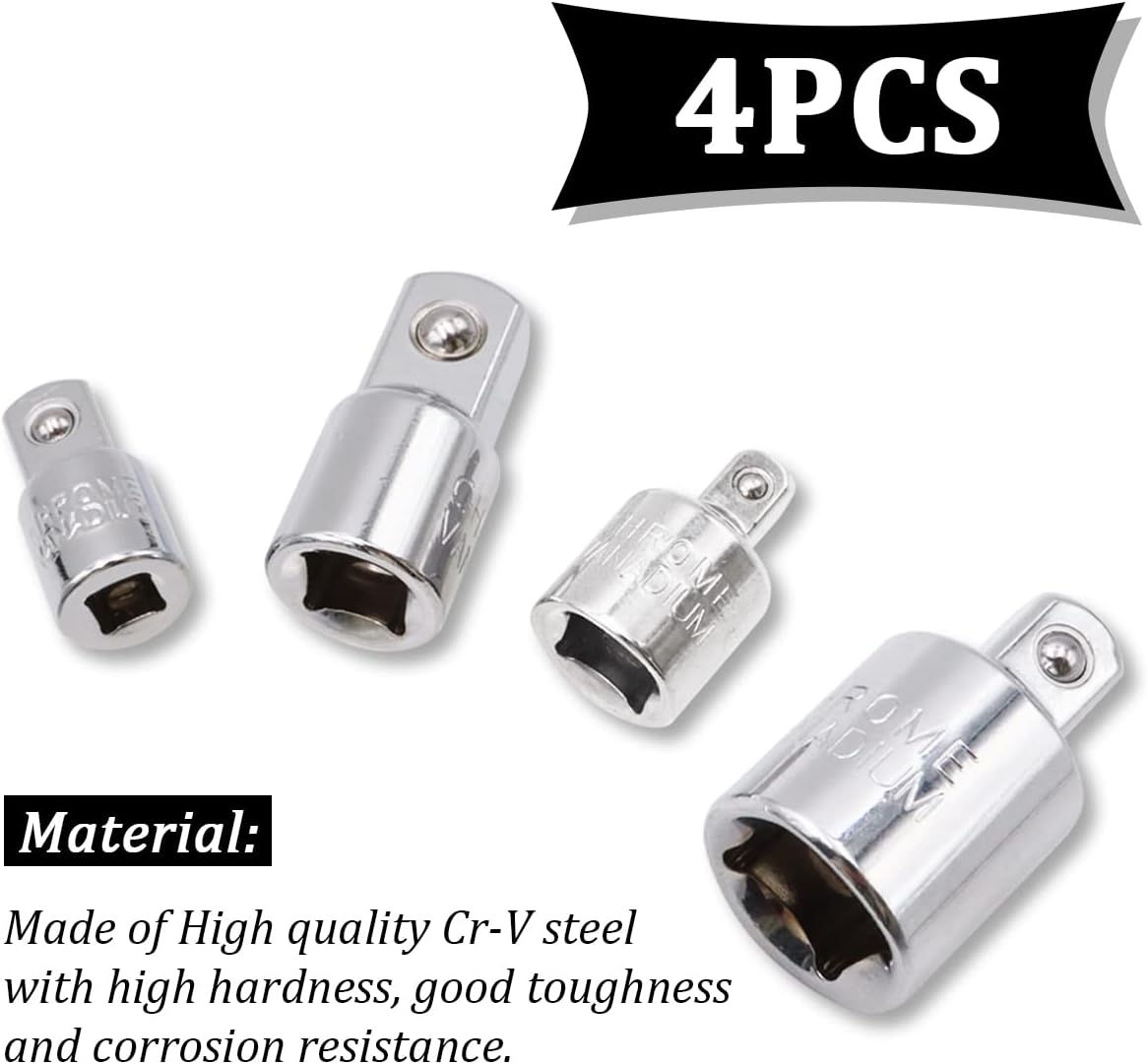 Ratchet Wrench Socket Adapter Adaptor Reducer Converter Set 1/2 To 3/8 ...