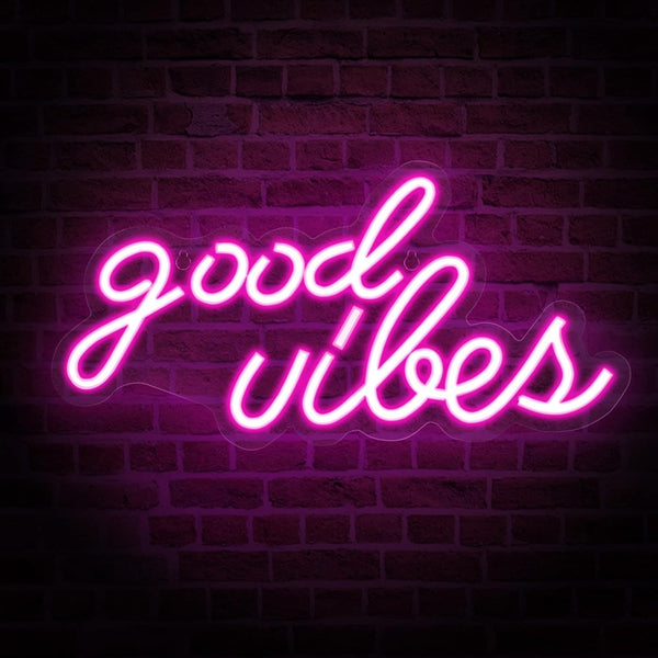New Arrival Good Vibes LED Neon Sign Light Wall Deco Party Bar ...