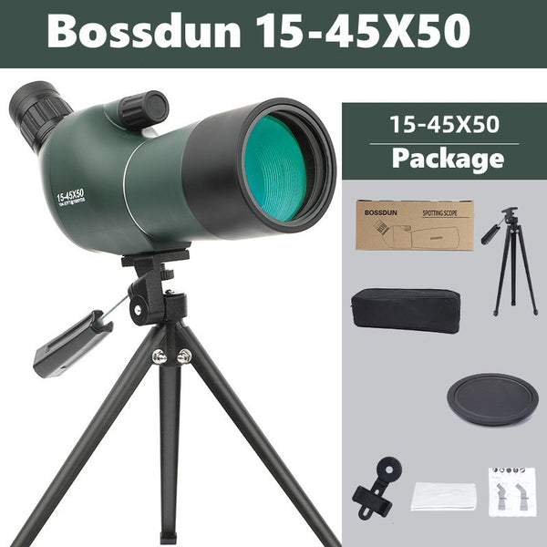 15-45 X 50 Bossdun Spotting Bird Scope (QS210) W/Tripod Phone Adapter – Evertronics