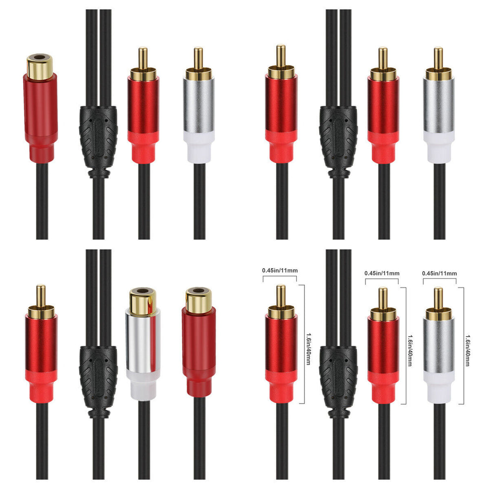 RCA Y Splitter Cable Audio Jack Adapter Female to Male Connector 1RCA – Evertronics