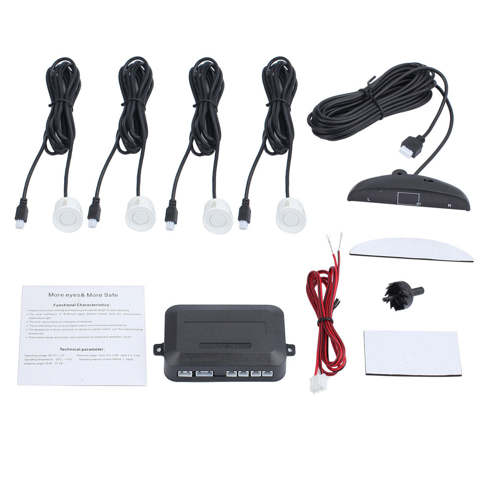 Car Reverse Sensor Backup Parking Reversing Radar Kit w/ 4 Sensors Buz ...
