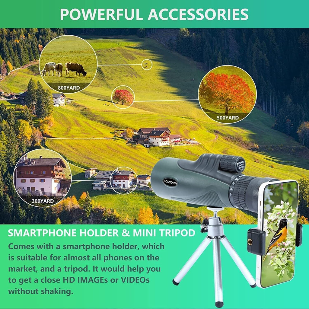 Bossdun 10-30X50 Zoom Monocular (QS116) Waterproof BAK4 Scope Pocket T ...