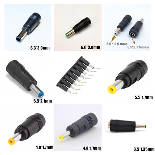 8 in 1 AC DC Adapter Plug Connector Tips 5.5x2.1mm Female For Power Tr ...